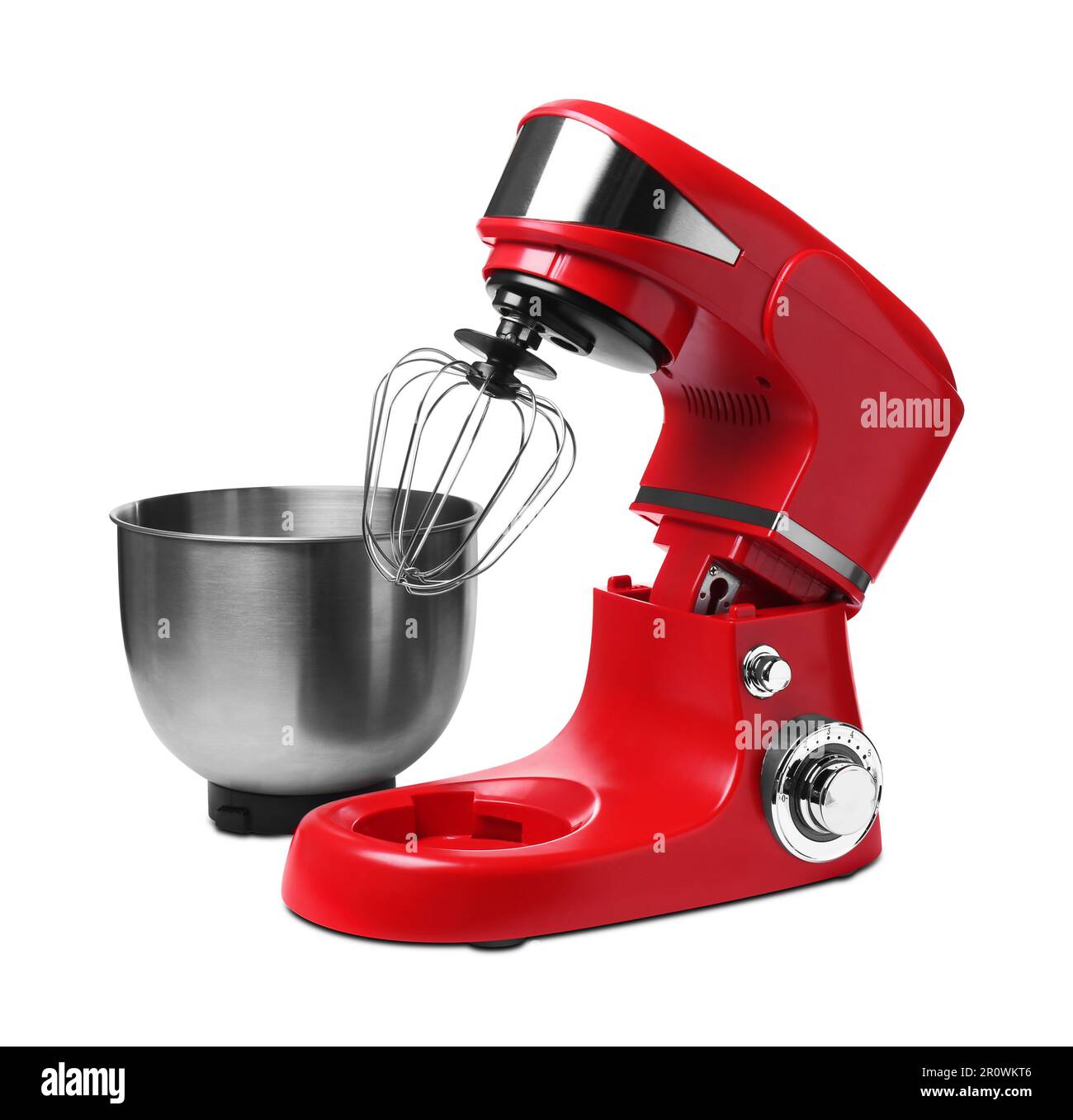Modern red stand mixer isolated on white Stock Photo - Alamy