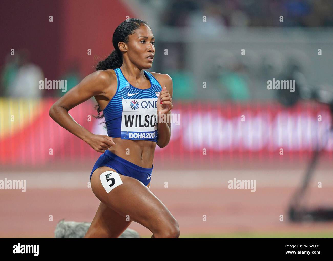 Ajeé Wilson running the 800m at the 2019 World Athletics Championships ...