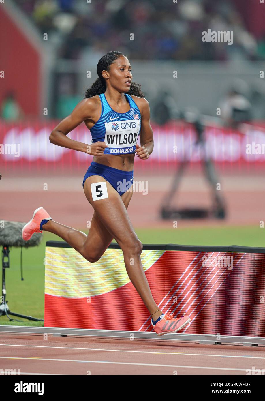 Ajeé Wilson running the 800m at the 2019 World Athletics Championships ...