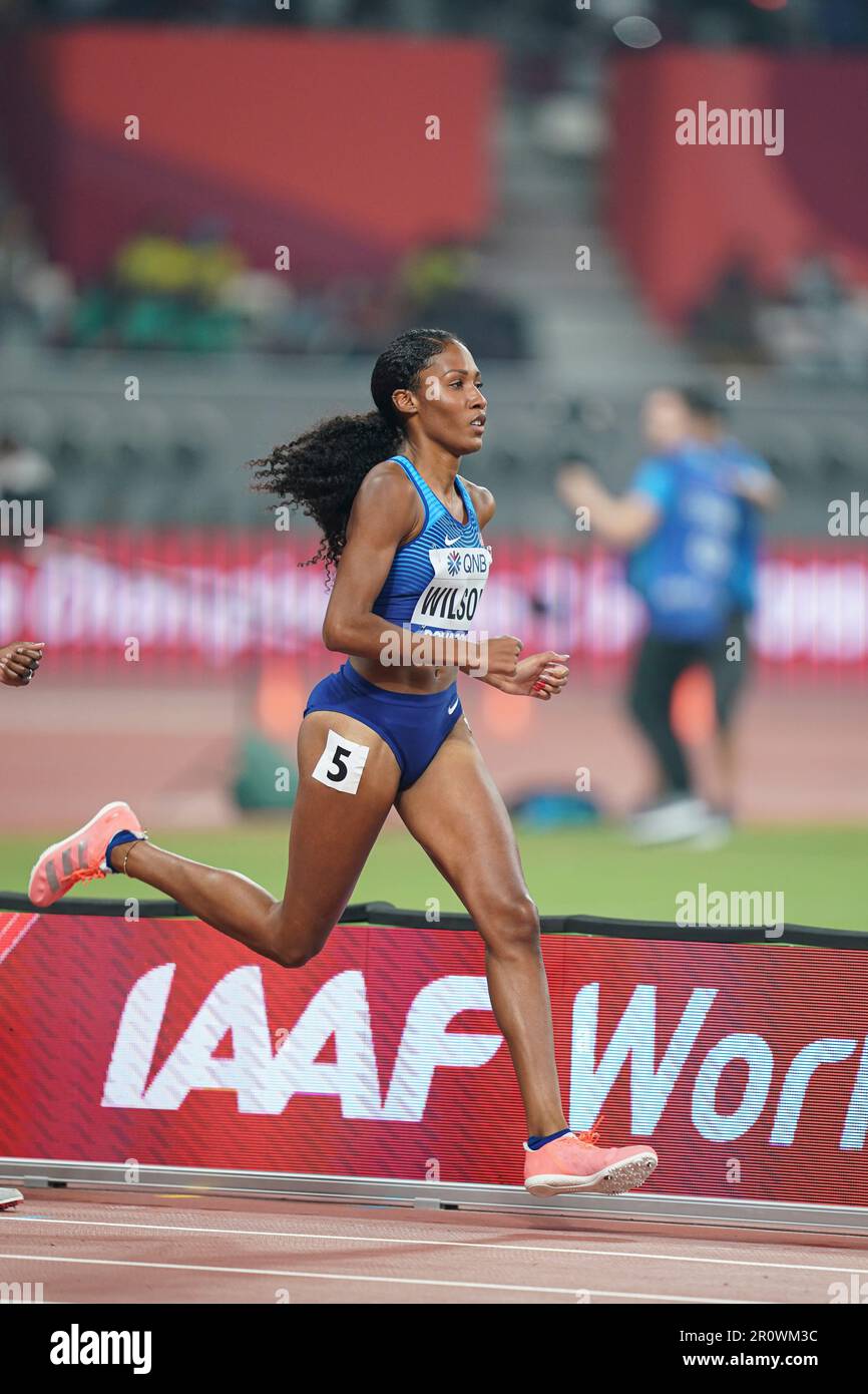 Ajeé Wilson running the 800m at the 2019 World Athletics Championships ...