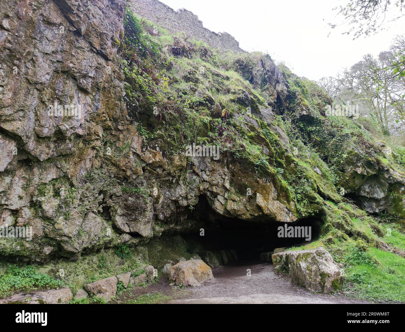 Old celtic caves of a Blarney castle in Ireland, rocks and mountains ...