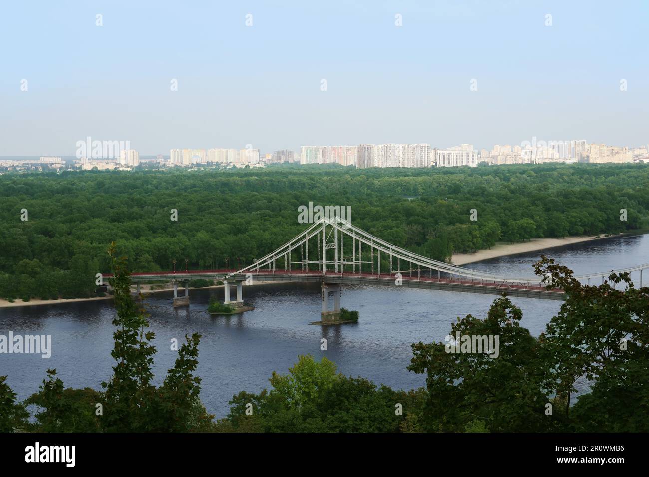 Beautiful cityscape with modern bridge over river Stock Photo - Alamy