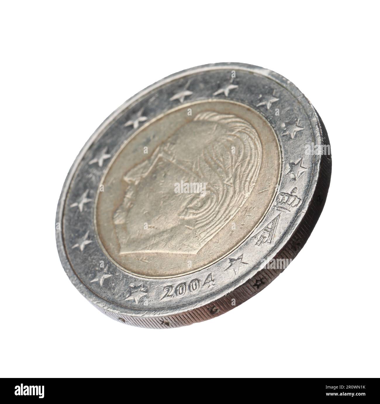 Shiny euro coin isolated on white, back view Stock Photo - Alamy