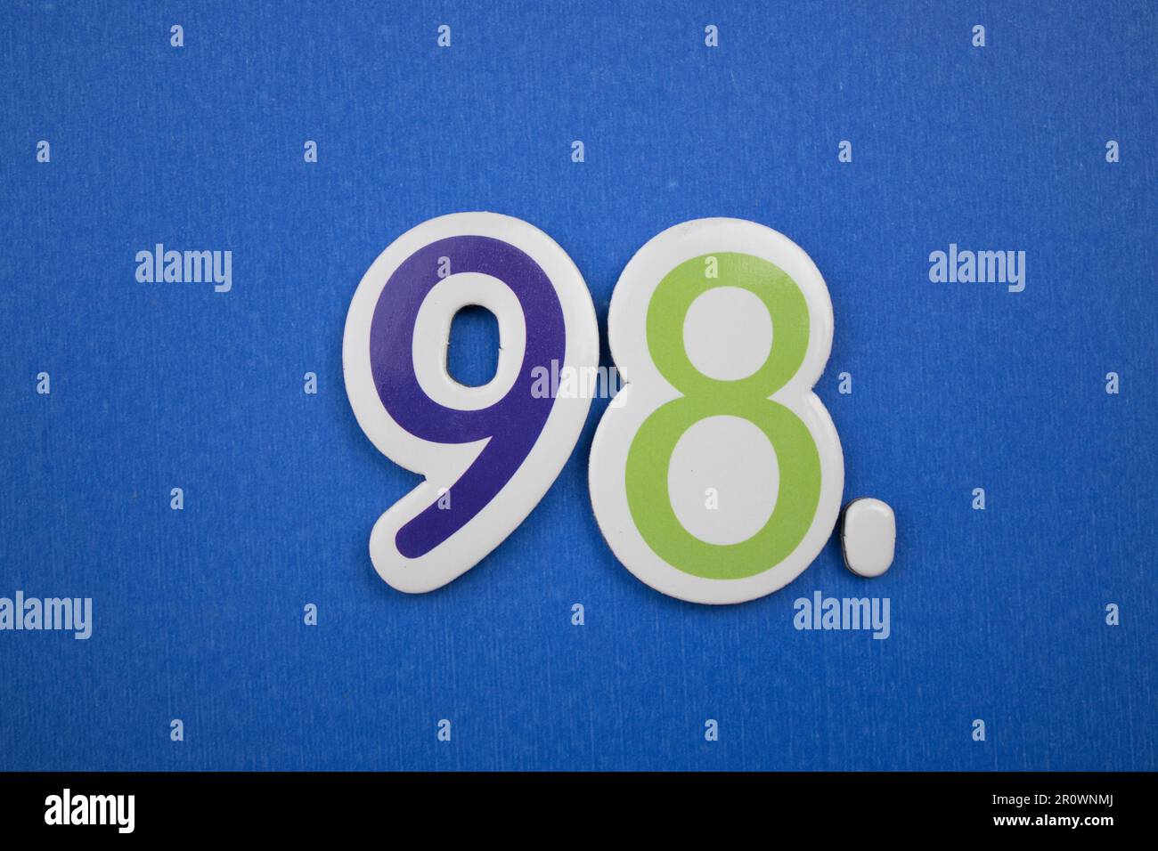 Placed on a blue background, photographed from above, colorful, the ...