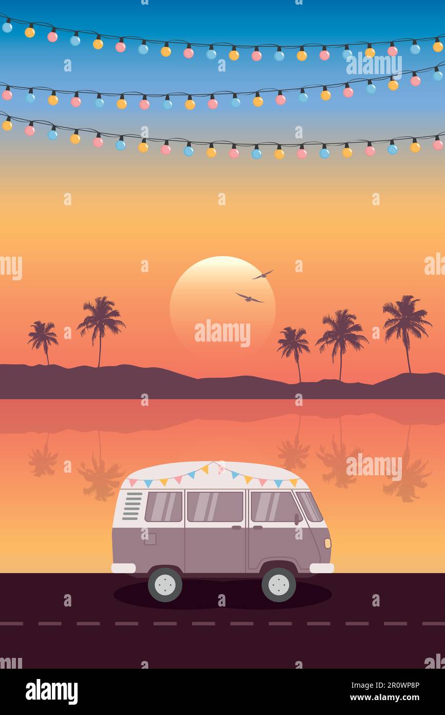 Camper van beach palm trees hi-res stock photography and images - Alamy