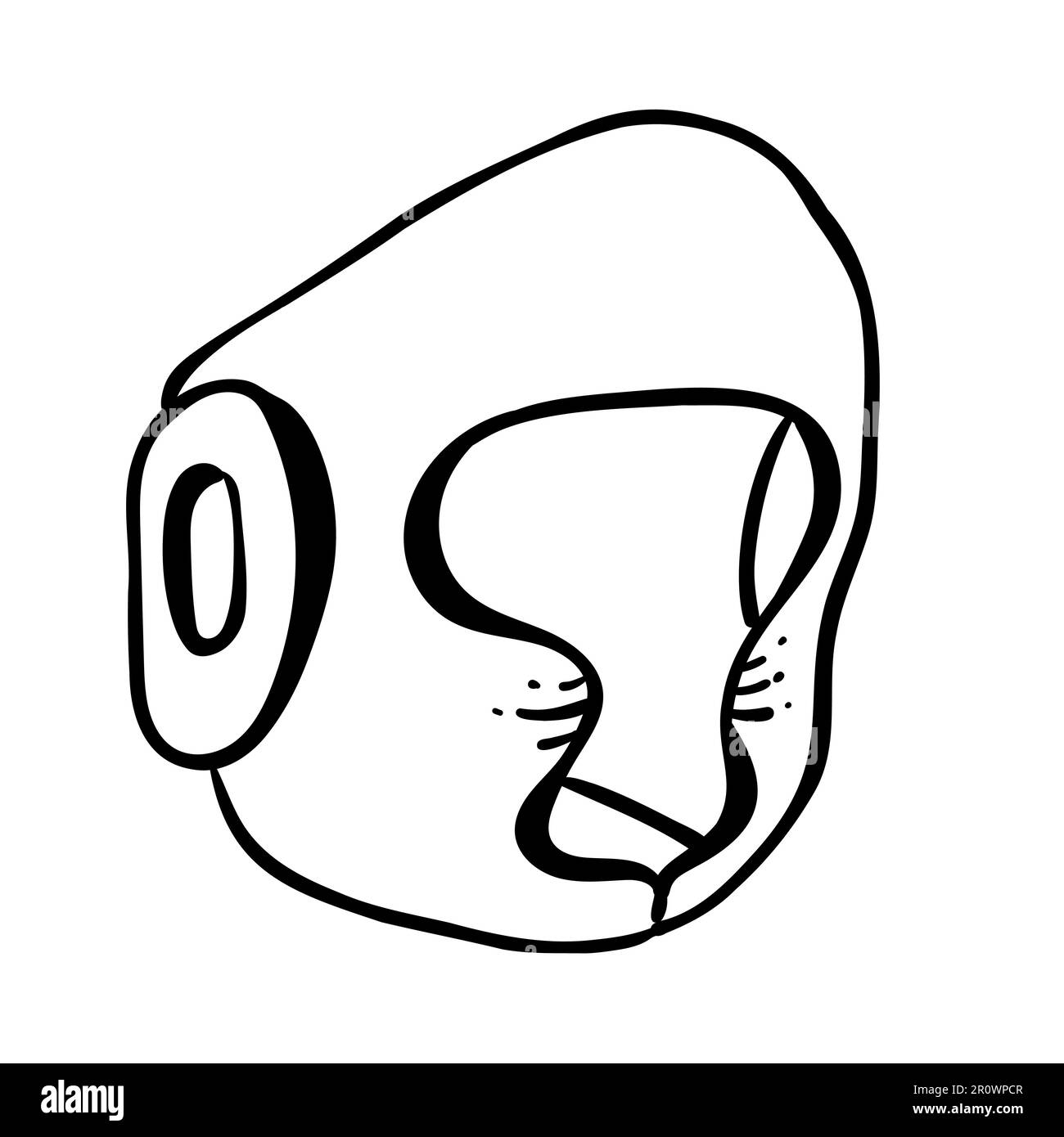 hand drawn boxing helmet. flat vector illustration isolated on white ...