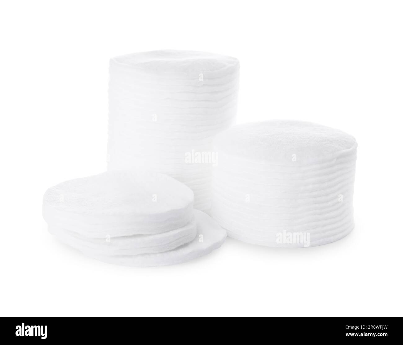 Stacks of cotton pads on white background Stock Photo - Alamy