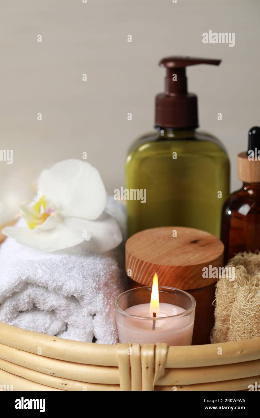 Beautiful composition spa products burning hi-res stock photography and ...