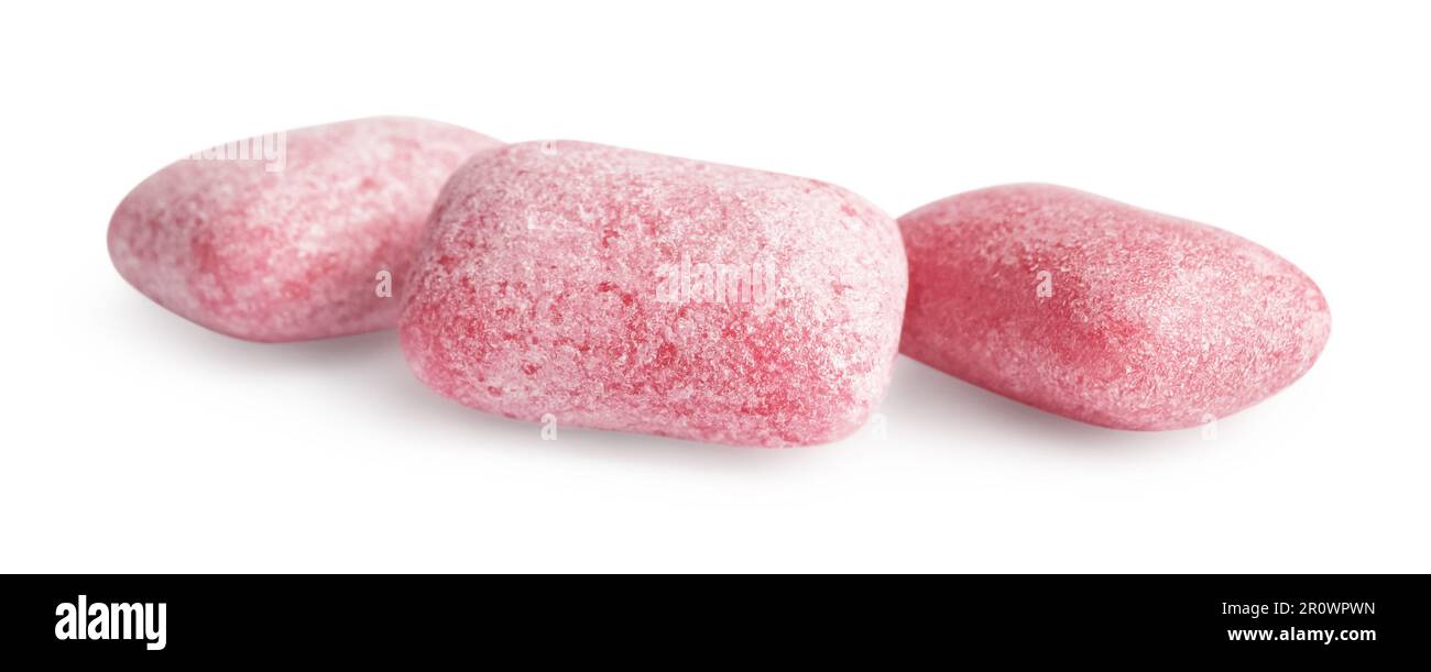 Tasty sweet chewing gums on white background Stock Photo - Alamy