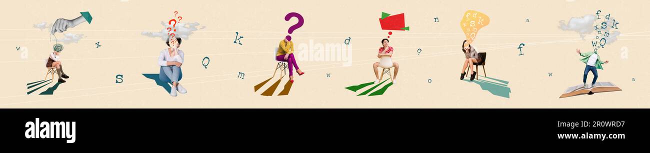 Collection poster picture collage of many strange people perplexed ...