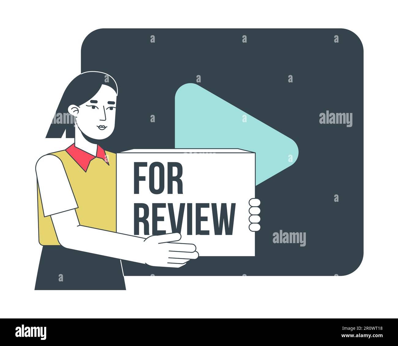 Product video review flat line concept vector spot illustration Stock ...