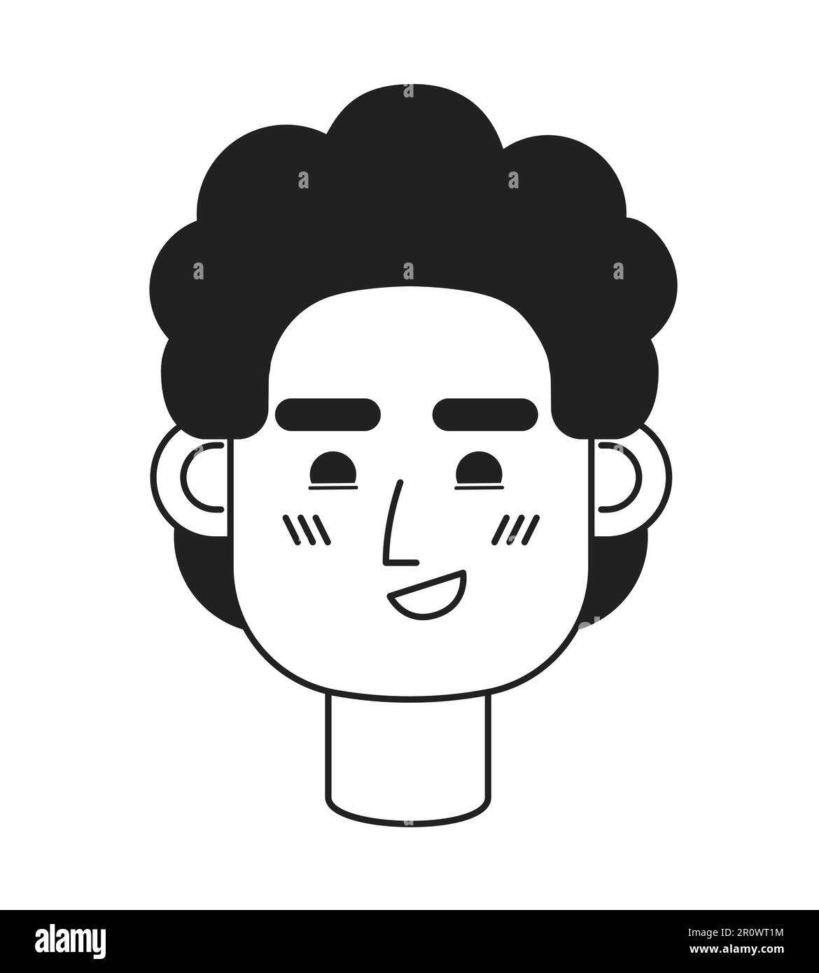 Curly Haired Guy Smirking Monochrome Flat Linear Character Head Stock Vector Image And Art Alamy