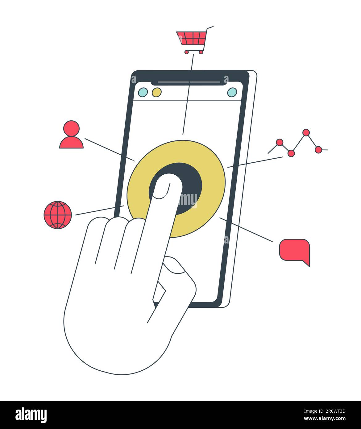 Reaching target audience on social media flat line concept vector spot illustration Stock Vector ...