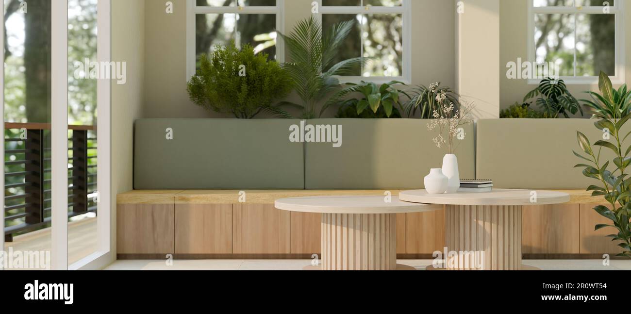 Interior design beautiful cafe or coffee shop seating area with ...