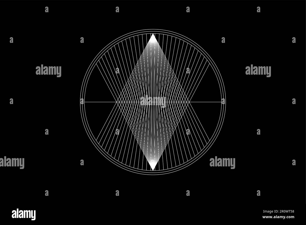 line overlap, triangles shape on circle, logo geometric design concept. Vector white lines ...