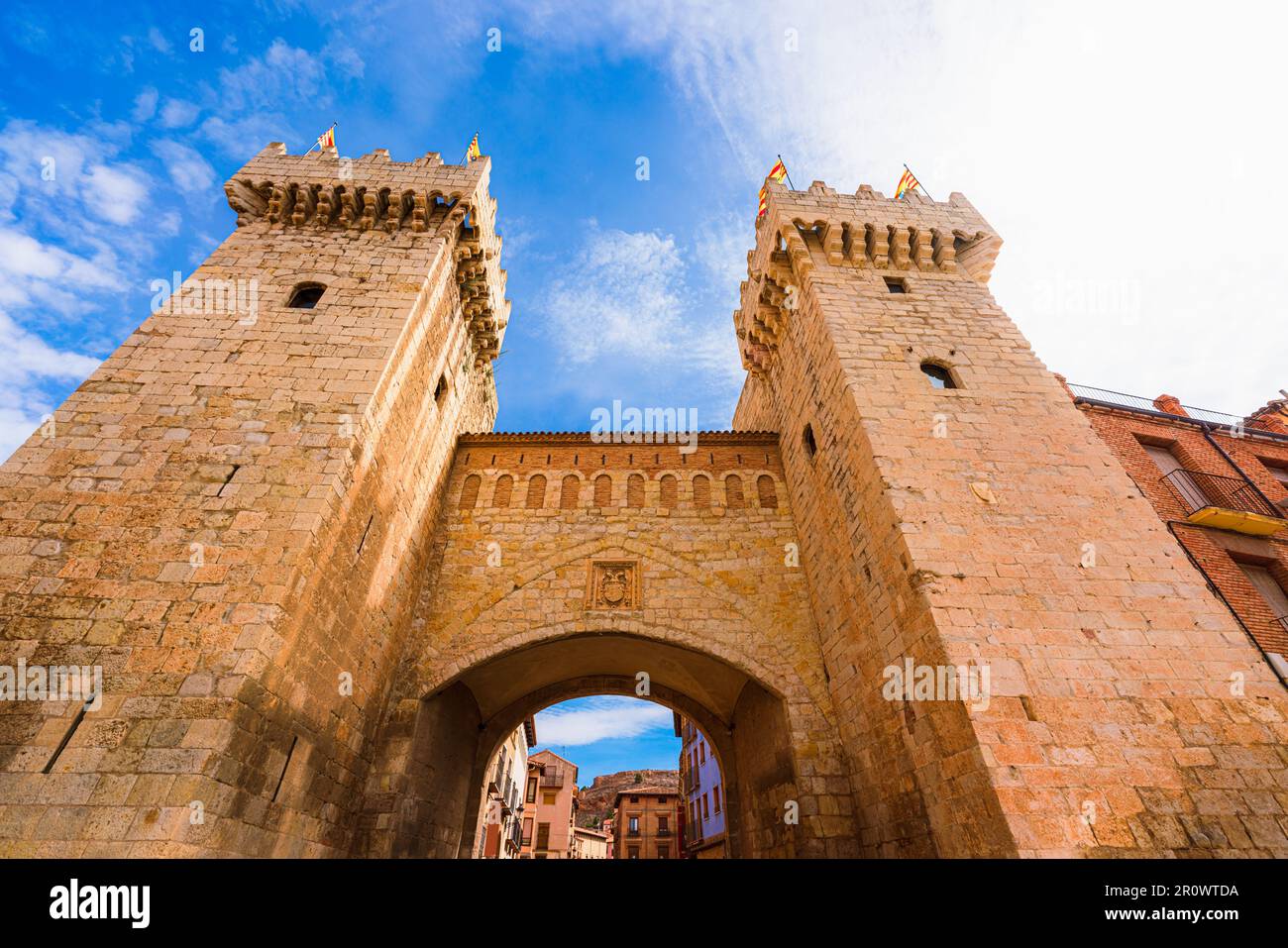 Daroca, Aragon, Spain. View of the Puerta Baja, national monument Stock ...