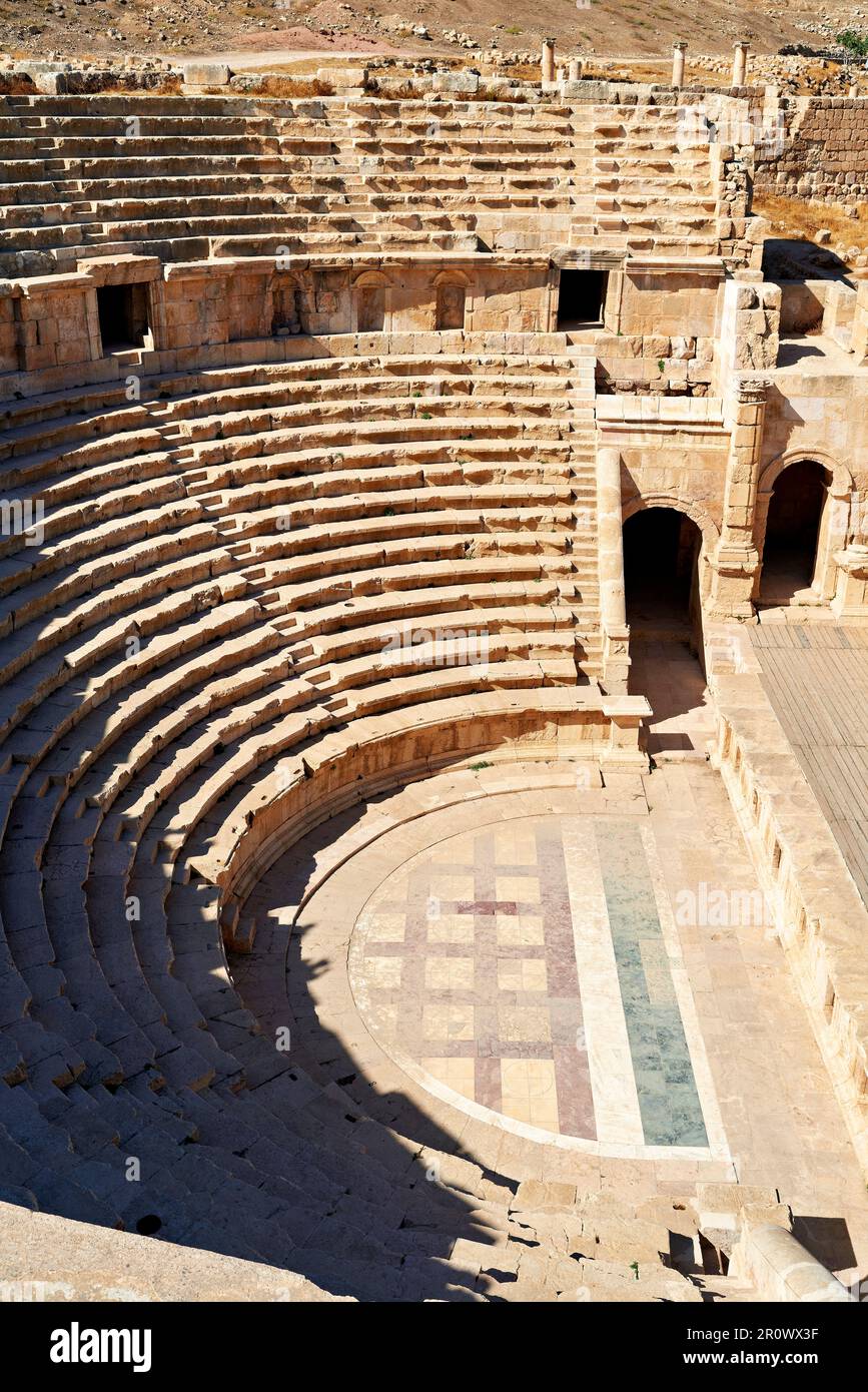 Jordan. The greco roman city of Gerasa Jerash. The theatre Stock Photo ...