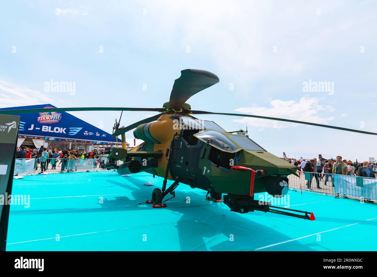 T129 Atak heavy combat helicopter and people in Teknofest 2023 ...