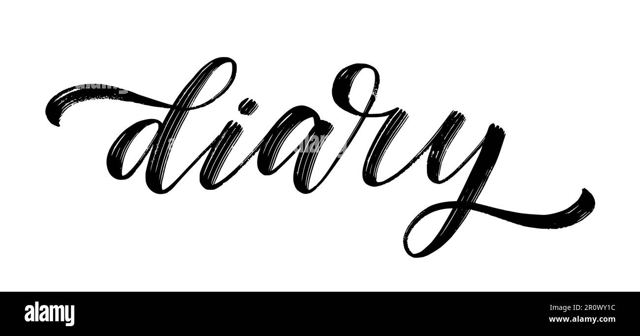 DIARY text title for diary book cover. Vector illustration. Design ...