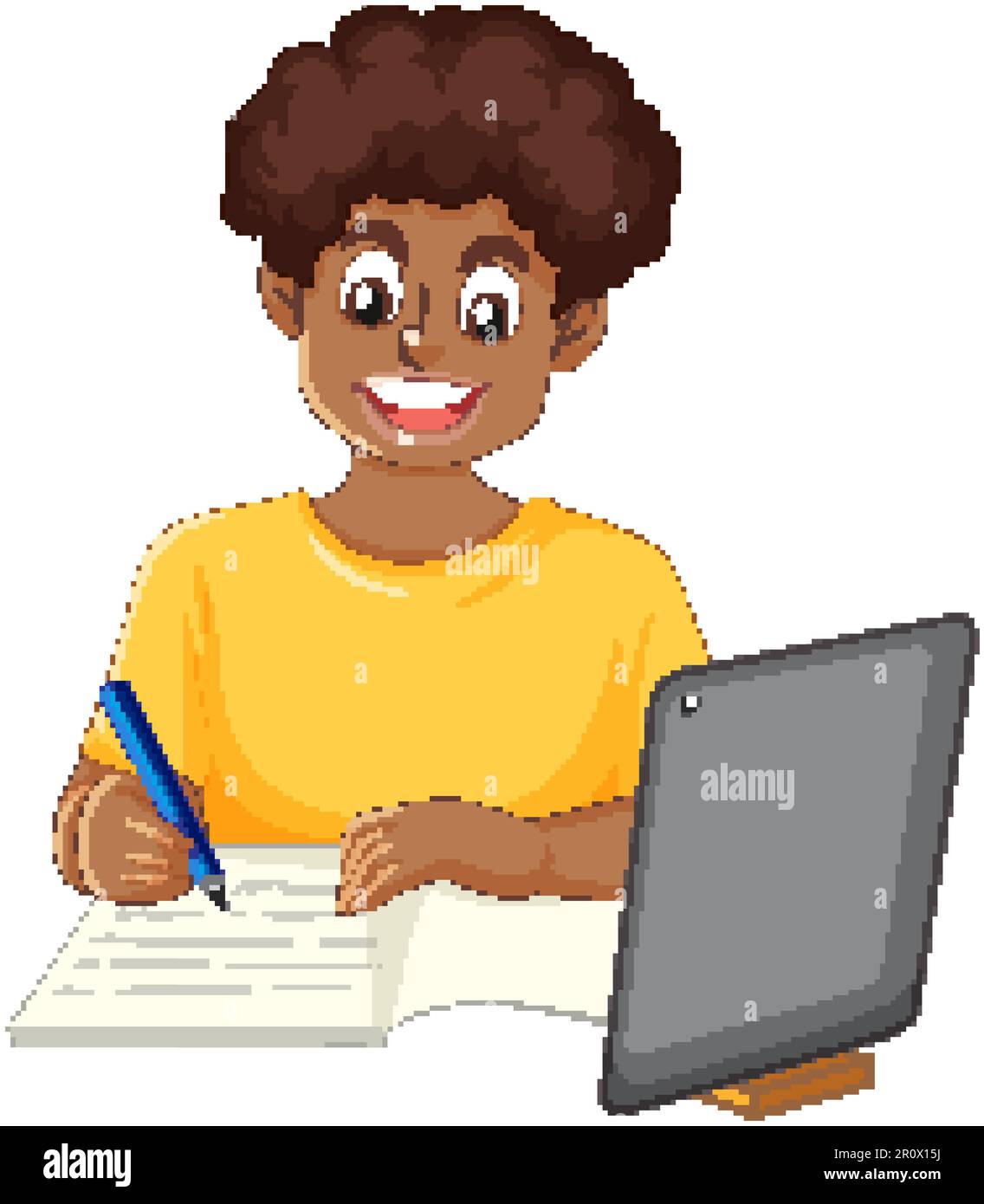 Teenage Boy Doing Homework illustration Stock Vector Image & Art - Alamy
