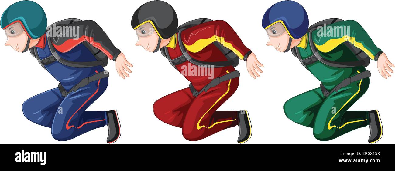 Set of skydiver in jumping position illustration Stock Vector Image ...