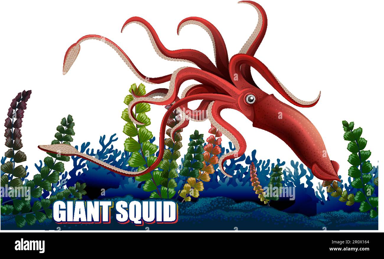 Giant Squid Deep Sea Creature illustration Stock Vector Image & Art - Alamy