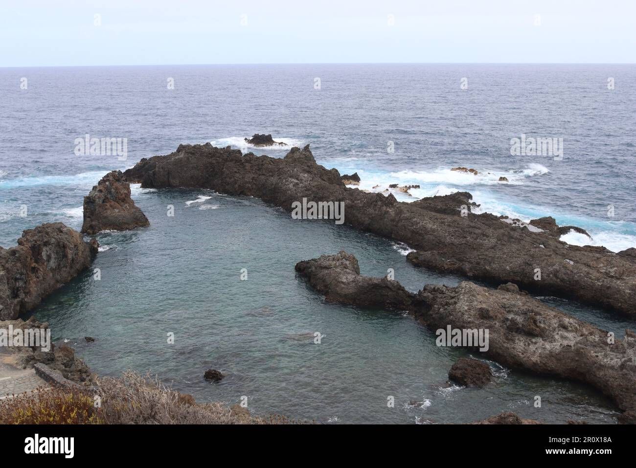 Charco del Viento natural swimming pools, Tenerife island, Spain Stock ...