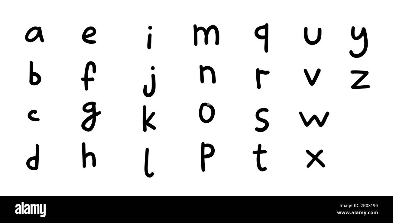 Childlike black english latin abc alphabet font A to Z. Vector ...