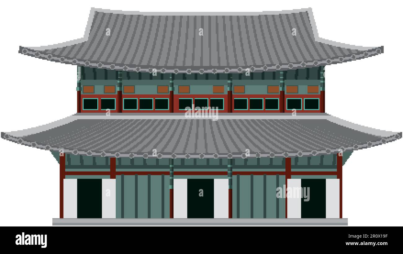 Ancient traditional Korean building illustration Stock Vector Image ...