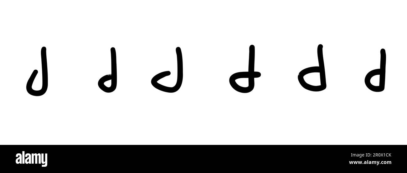 Childlike handwritten black english latin D alphabet letter symbol ...