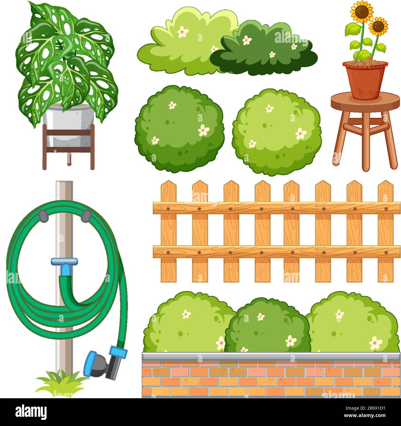 Set of garden plant element illustration Stock Vector Image & Art - Alamy