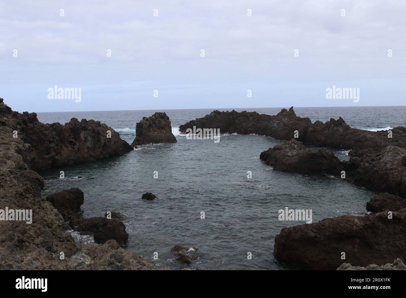 Charco del Viento natural swimming pools, Tenerife island, Spain Stock ...