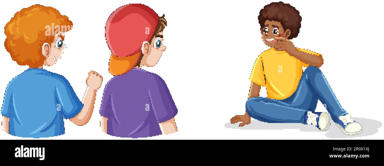 A Teen Boy Being Bullied by Friends illustration Stock Vector Image ...