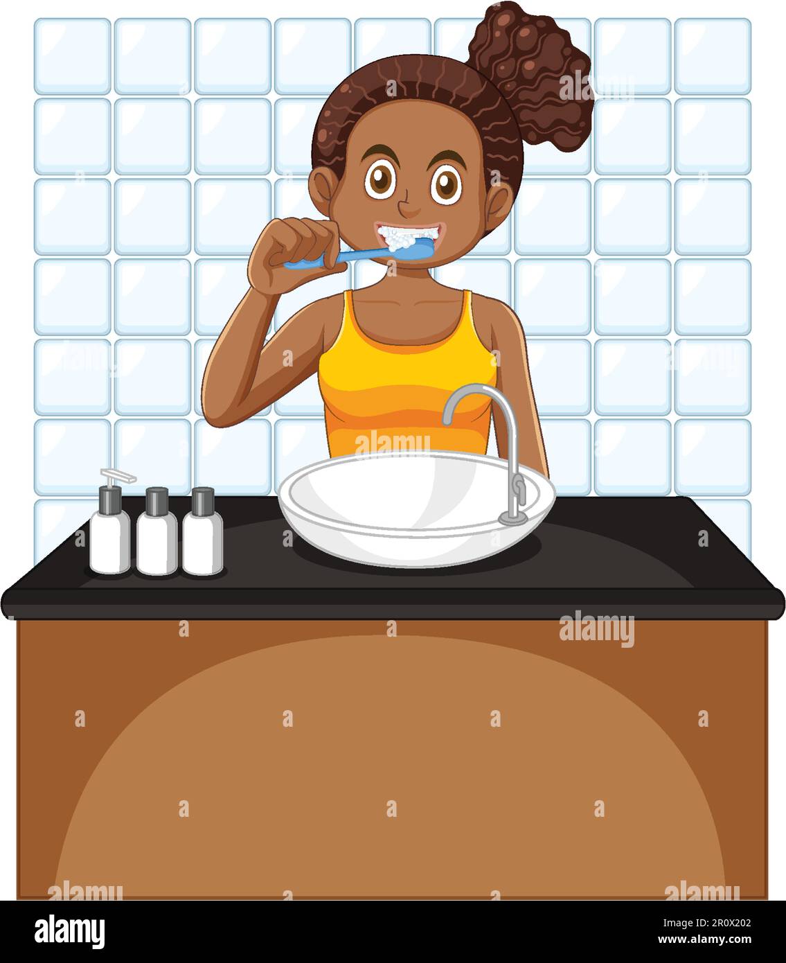 A female teen brushing teeth illustration Stock Vector Image & Art - Alamy