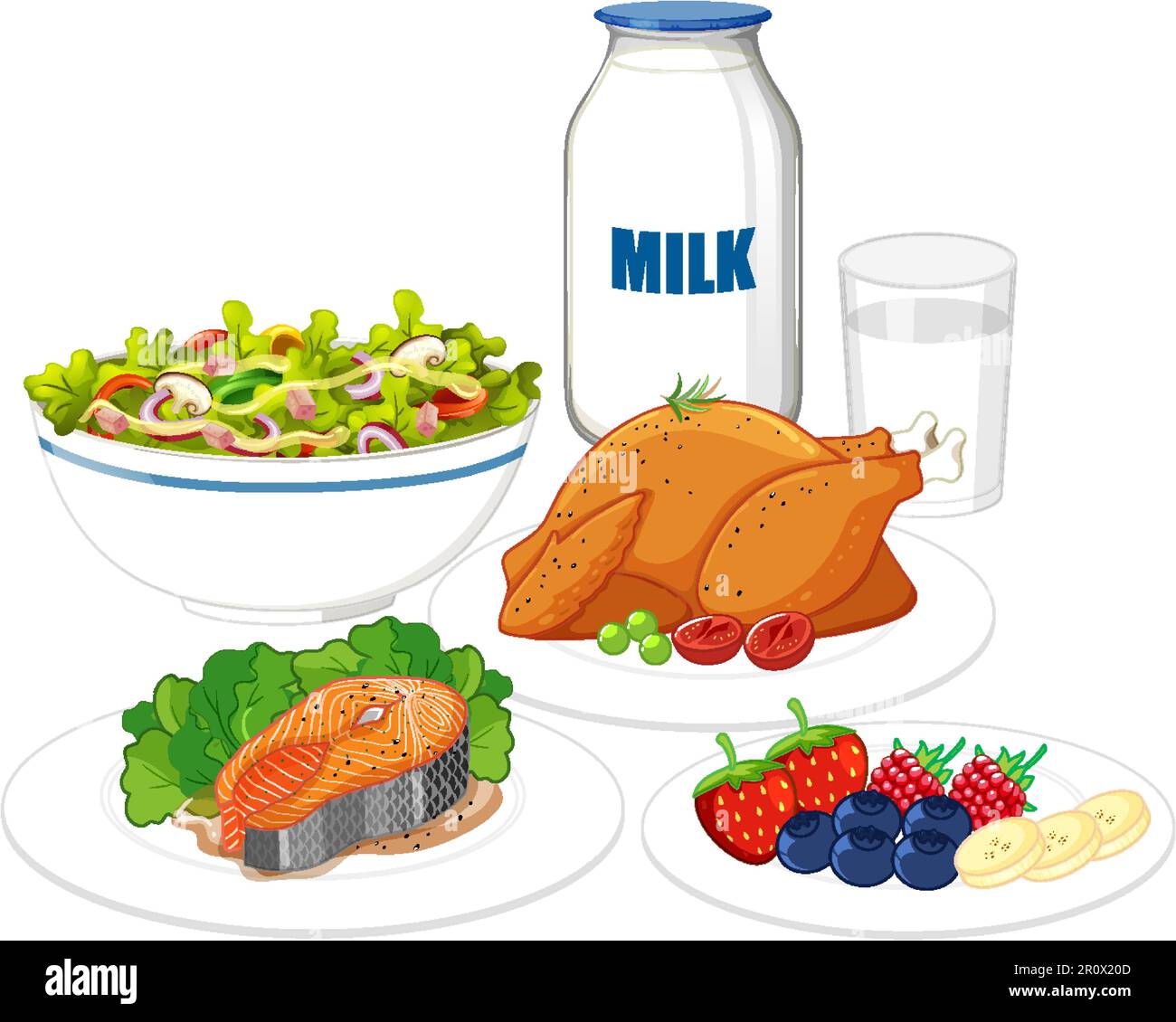 Vibrant Healthy Meal Vector Collection illustration Stock Vector Image ...