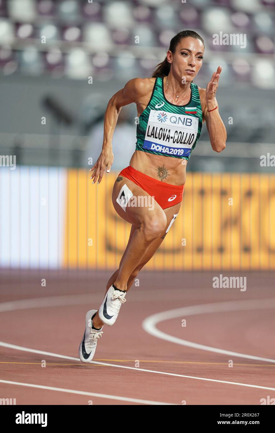 Ivet Lalova-Collio running the 200m at the 2019 World Athletics ...