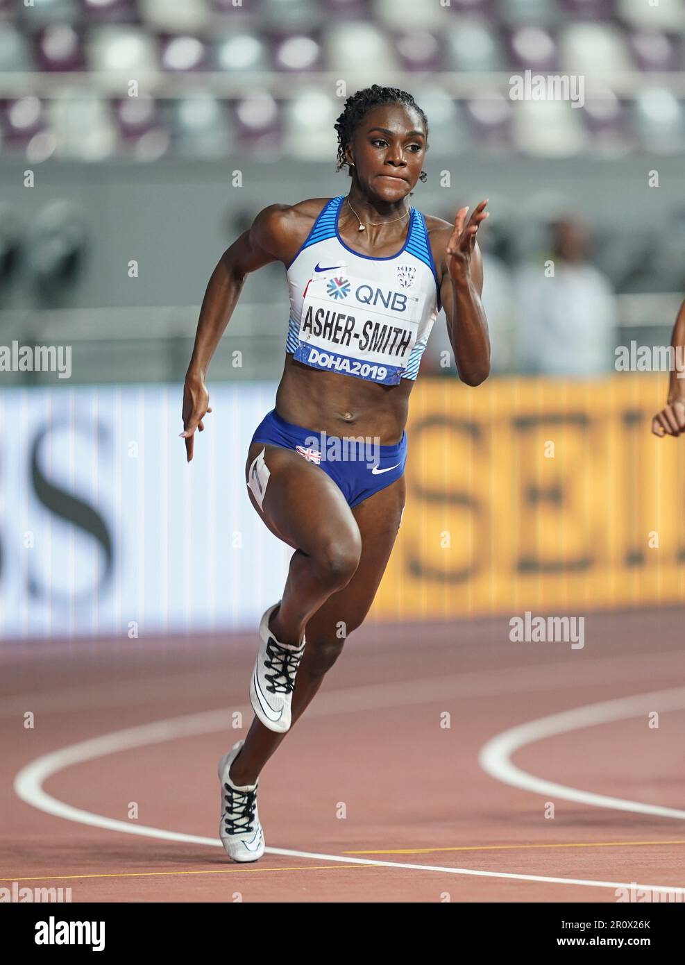 Dina Asher-Smith running the 200m at the 2019 World Athletics ... Dina Asher-Smith running the 200m at the 2019 World Athletics ...