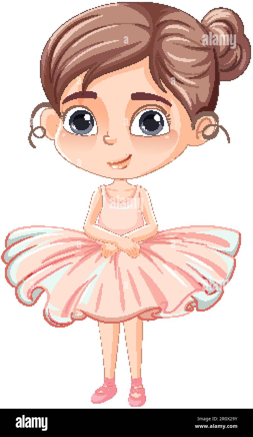 Cute girl cartoon character with pink ballet outfit illustration Stock ...
