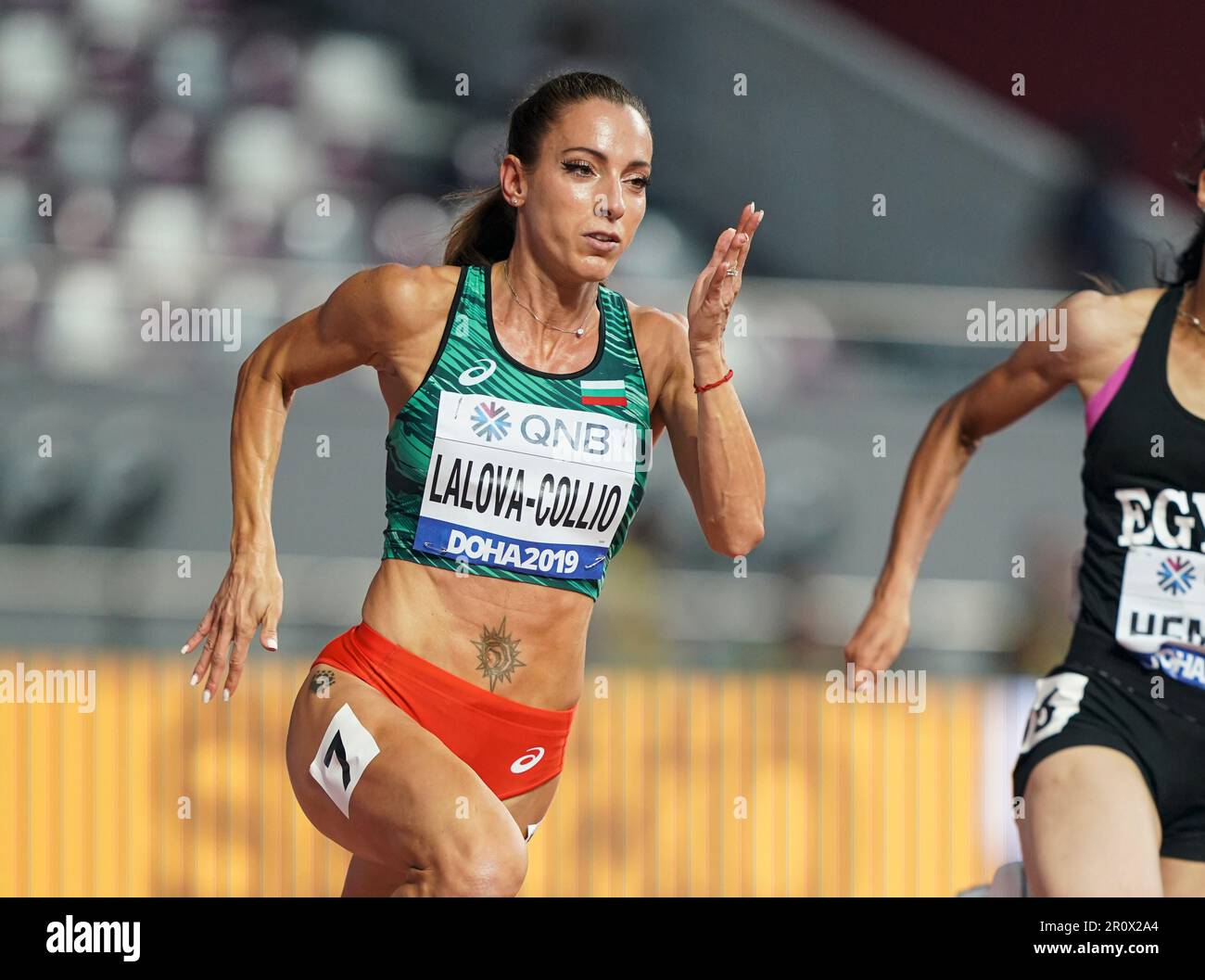 Ivet Lalova-Collio running the 200m at the 2019 World Athletics ...