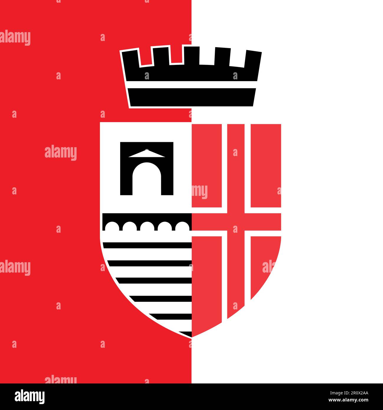 Rimini flag of the city with coat of arms of the Municipality, Emilia ...