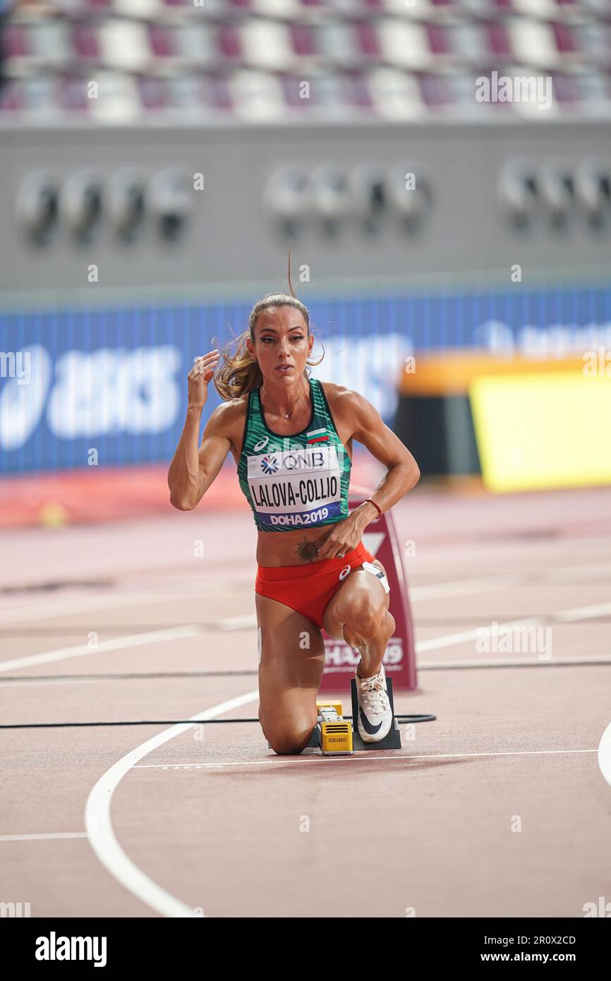 Ivet Lalova-Collio running the 200m at the 2019 World Athletics ...