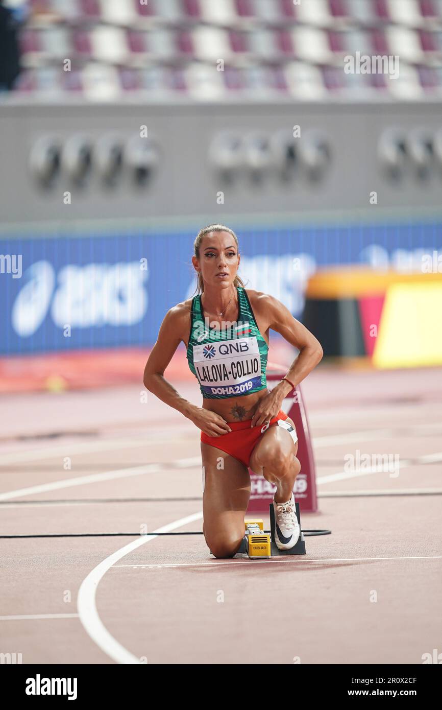Ivet Lalova-Collio running the 200m at the 2019 World Athletics ...