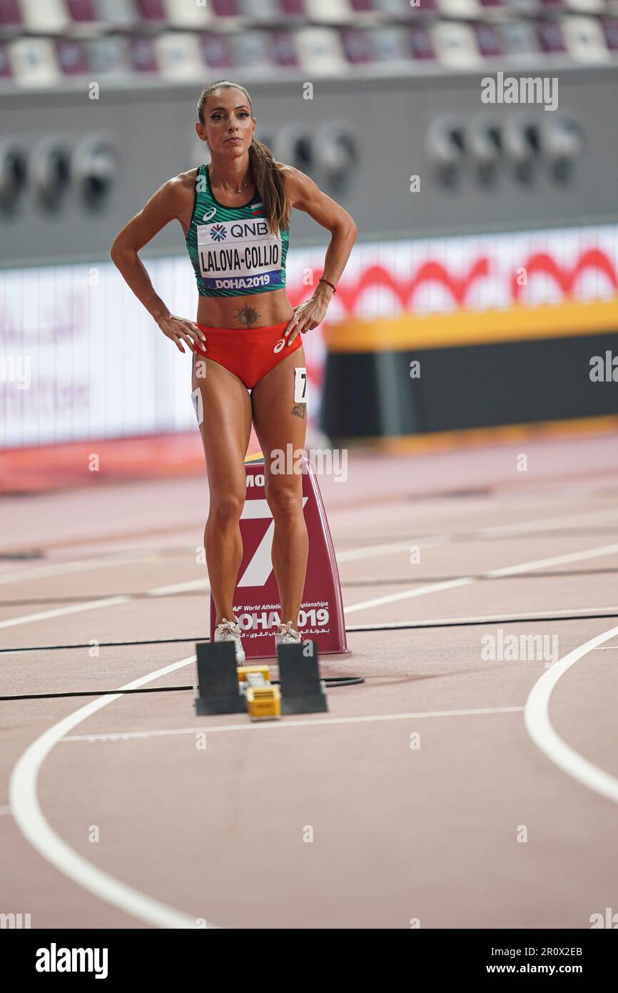 Ivet Lalova-Collio running the 200m at the 2019 World Athletics ...
