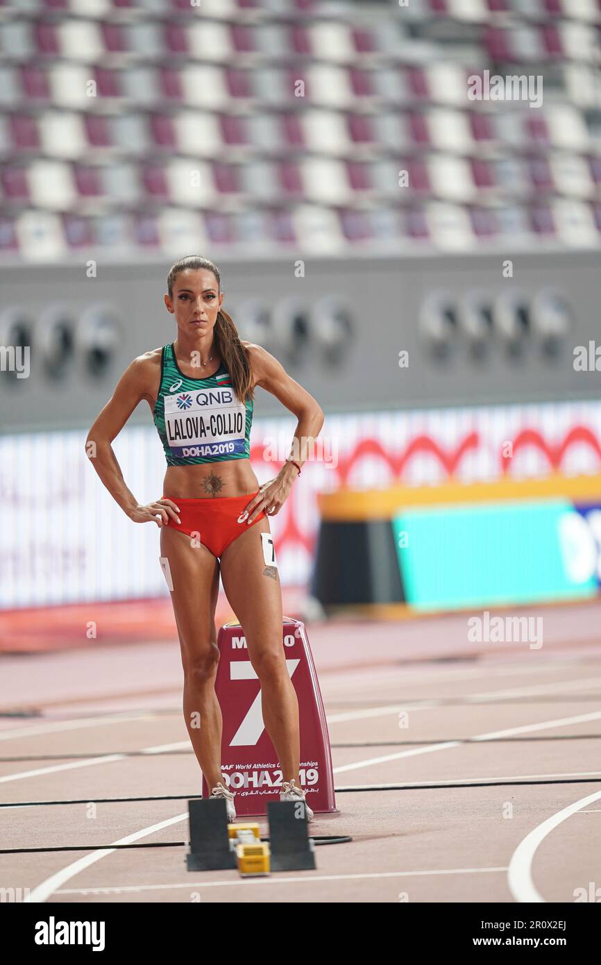 Ivet Lalova-Collio running the 200m at the 2019 World Athletics ...