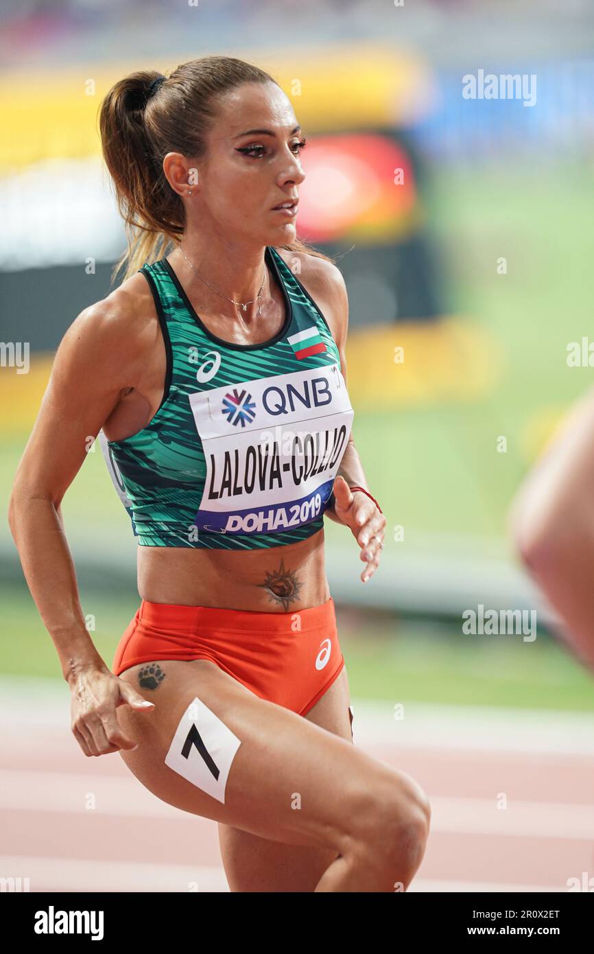 Ivet Lalova-Collio running the 200m at the 2019 World Athletics ...