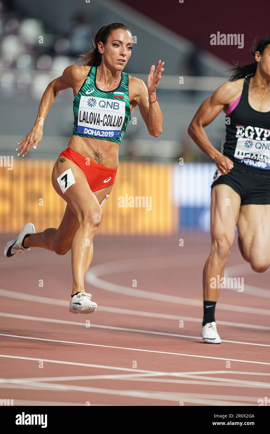 Ivet Lalova-Collio running the 200m at the 2019 World Athletics ...