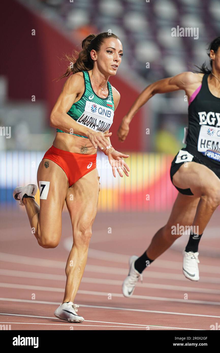 Ivet Lalova-Collio running the 200m at the 2019 World Athletics ...
