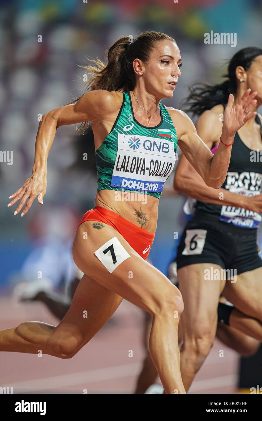 Ivet Lalova-Collio running the 200m at the 2019 World Athletics ...