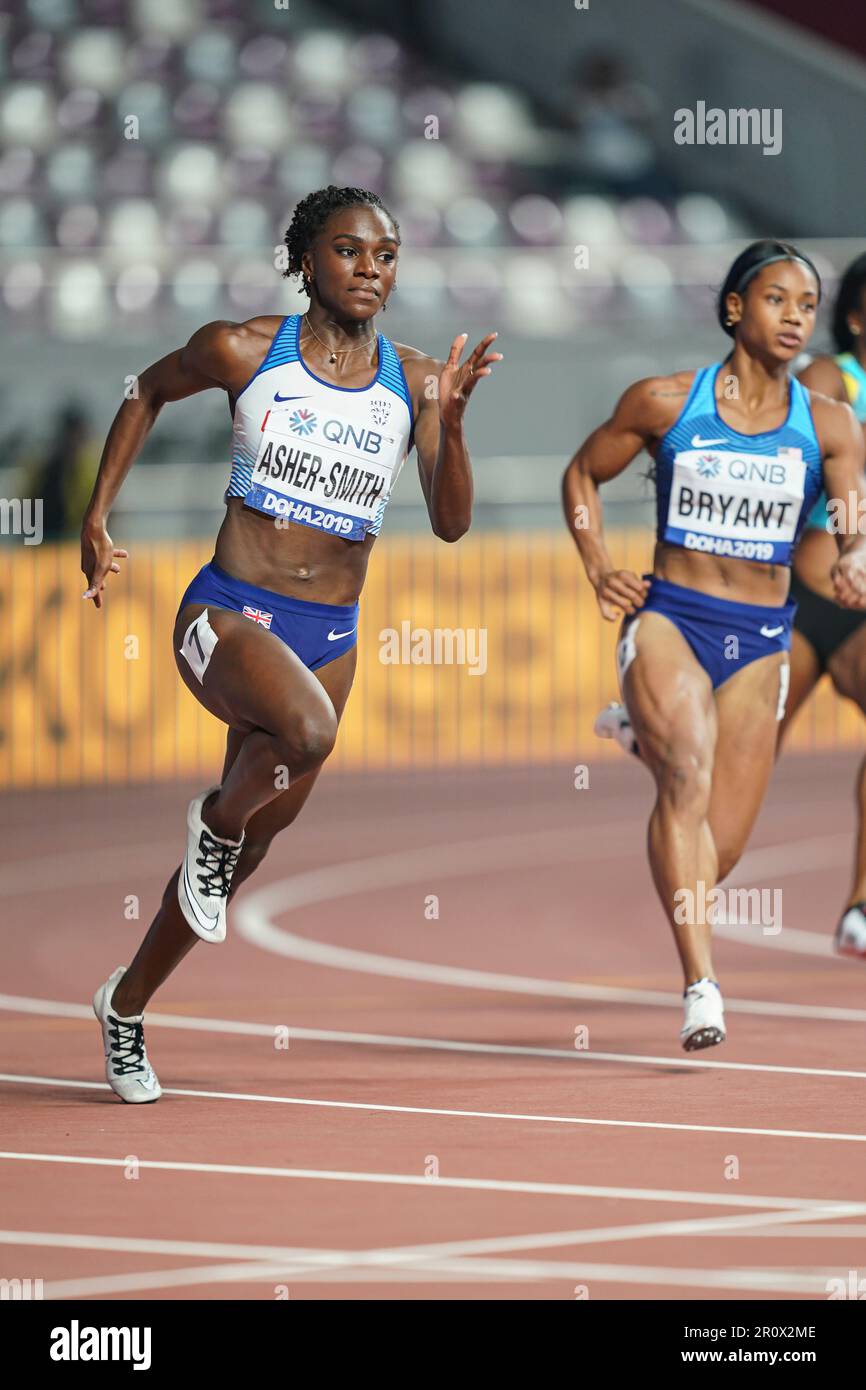 Dina Asher-Smith running the 200m at the 2019 World Athletics ... Dina Asher-Smith running the 200m at the 2019 World Athletics ...