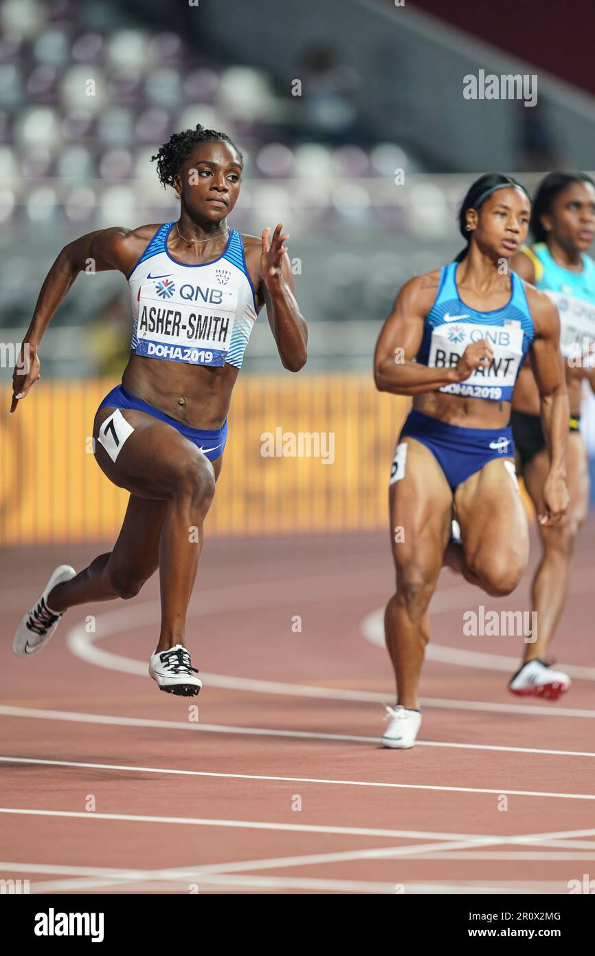 Dina Asher-Smith running the 200m at the 2019 World Athletics ...